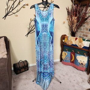 ONE WORLD | Dresses | One World Live Let Live Sz Large Blue Maxi Dress ...